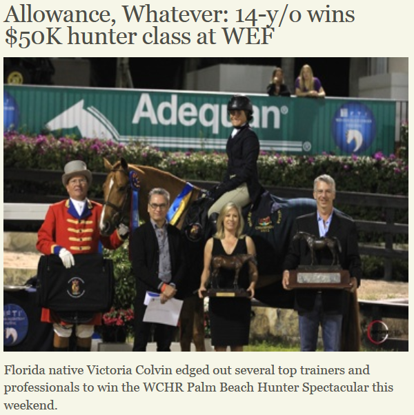 Victoria Colvin wins the $100,000 Peter Wetherill WCHR Palm Beach ...